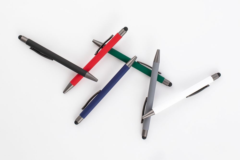 Ручка шариковая Atento Soft Touch Stylus со стилусом, черная с ...